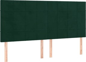 Box spring postel s matrací a LED tmavě zelená 180x200 cm samet 3136140