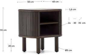 Tmavě hnědý dřevěný noční stolek Kave Home Mailen 50 x 40 cm
