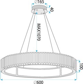 Toolight Závěsné stropní LED osvětlení APP1748-CP 60 cm