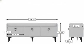 TV stolek PIENA 160 cm, bílý