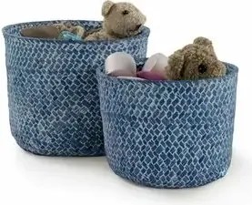 Compactor MIKA Set 2 ks pletených košíků modrý - Jeans / malý 14 x 11
