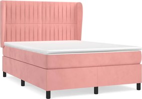 Box spring postel s matrací růžová 140x190 cm samet 3129332