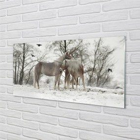 akrylový obraz Zimní lesní jednorožci 140x70 cm
