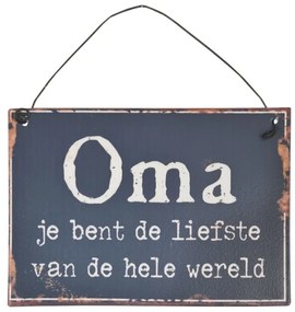 Nástěnná kovová cedule Oma – 13x1x9 cm