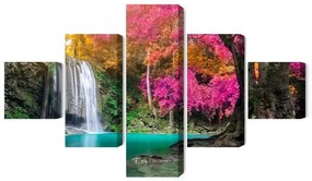 Vícedílný obraz Krásný Lesní Vodopád Nedostatek Nedostatek Přírodní plátno 200x120