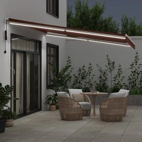 Automatická zatahovací markýza s LED hnědá 400 x 350 cm 3215390
