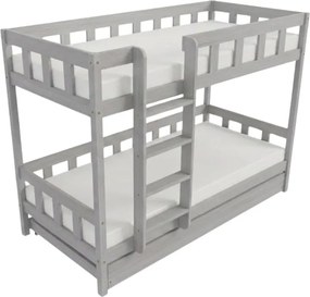 Benlemi Patrová postel PLOTTY s žebříkem 90x200 cm Zvolte barvu: Světle šedá, Zvolte šuplík: Přistýlka 90x190 cm, Zvolte stranu: Vlevo