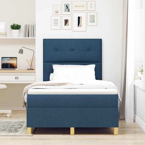 Postel s boxspringem s čelo Modrá 120 x 190 cm textil 3339608