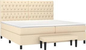 Box spring postel s matrací krémová 200x200 cm textil 3136866