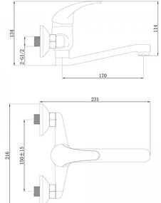 Baterie umyvadlová/dřezová, 150mm, ram. 20cm, 35mm, chrom, BALLETTO