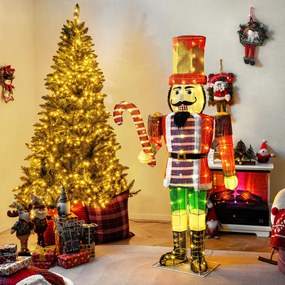 Costway 170 cm Vánoční figurka louskáčka s cukrovou třtinou Vánoční figurka