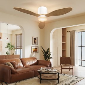 HOMCOM Stropní ventilátor s osvětlením a dálkovým ovládáním 50W, tichý a převratitelný stropní ventilátor 115cm se 3 lopatkami, 6 rychlostí, nastavit…