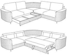 Sedací souprava LAREN | 255x255 | PRAVÁ | rozkládací + úložný prostor | VÝBĚR LÁTEK