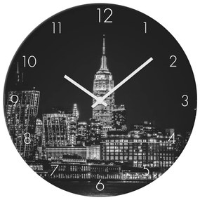 STYLER Nástěnné hodiny MĚSTO sklo průměr 30 cm