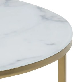 Kulatý konferenční stolek s policí 80 cm Bílý mramor MARII