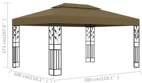 Marketos Altán s dvojitou střechou 3 x 4 m taupe 180 g/m²