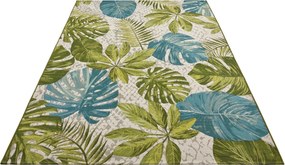 Kusový koberec Flair 105617 Tropical Leaves Turqouise Green – na von aj na doma, 200x285, viacfarebná, chodba / predsieň, Hanse Home