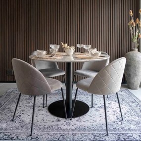 DNYMARIANNE -25% Nordic Living Šedá sametová jídelní židle Anneke s černou podnoží