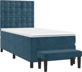 Box spring postel s matrací tmavě modrá 80 x 200 cm samet 3138053