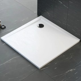 Polimat Čtvercová sprchová vanička z minerálního kompozitu Perrito SQ 80x80 (90x90) Barva: Bílá - kamenná struktura, Rozměry (cm): 90x90
