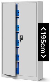 JAN NOWAK - Kovová policová skříň se zámkem JANH eco - šedá - rozměr 195x90 cm - 3D6470