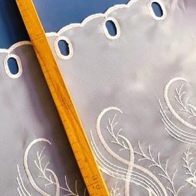 Vitrážová záclona s výšivkou - Zorka 40 obšít okraje