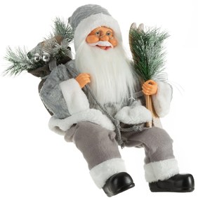 VÁNOČNÍ FIGURKA SANTA 40 CM STŘÍBRNÁ