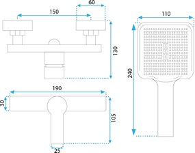 Rea Argus, sprchová baterie s ruční bodovou sprchovou soupravou, zlatá matná, REA-B6413
