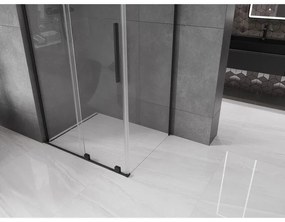 Mexen Velar L, sprchový kout s posuvnými dveřmi 110 x 80 cm, 8mm čiré sklo, černá matná, 871-110-080-03-70