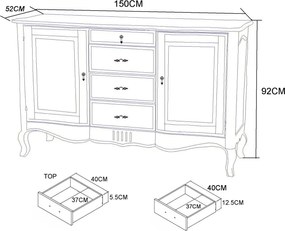 Komoda Venezia 150 cm z masivu béžová