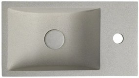 Sapho, CREST R betonové umyvadlo včetně výpusti, 40x22 cm, bílý pískovec, AR413