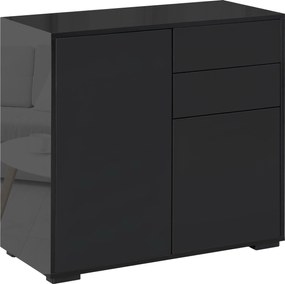 HOMCOM Skříňka se 2 šuplíky a 2 dvířky, Design s Otvorením Pushem, Skříňka se 2 Šuplíky a 2 Dvířky pro Domov a Kancelář, 79x36x74cm, Matná Černá | Aos
