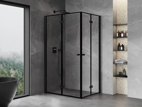 Mexen Mist-F Duo, skládací sprchový kout 80 x 70 cm, čiré sklo-černý rám, 8A6-080L-070P-70-70