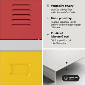 Školní skříňka BOZP 6komorová šedo-vícebarevná, 900x1500x450 mm: IGOREK