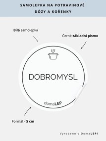 Samolepka na kořenky DOBROMYSL bílá 5 cm základní písmo