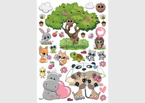 Dětská samolepka na zeď Roztomilá Zvířata | 42.5 x 65 cm | DDKM1669