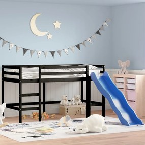 Dětská patrová postel se skluzavkou černá 90x190cm borové dřevo,  835912