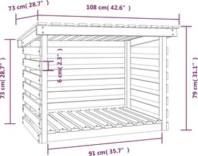 vidaXL Stojan na dřevo 108x73x79 cm masivní borovice [822227] Barva: Bílá