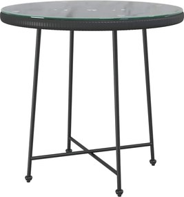 Jídelní stůl černý Ø 80 cm tvrzené sklo a ocel 319437