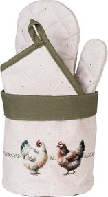 Béžový košík na pečivo se slepičkami Barnyard Chicken - Ø 15*16 cm