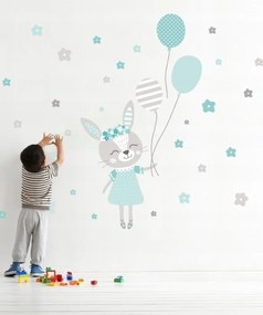 Nálepka na zeď pro holčičku zajíček 92 x 55 cm