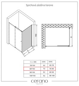 CERANO - Sprchový kout Varone L/P - černá matná, transparentní sklo - 120x80 cm - posuvný