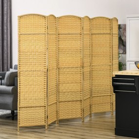 HOMCOM skládací dělící stěna se 6 panely 270x180 cm Záclona pro zajištění soukromí do kanceláře nebo ložnice v přírodním dřevě
