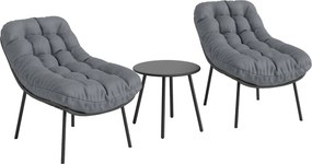 Outsunny Zahradní nábytek z ratanové pryskyřice pro 2 osoby s polštáři o tloušťce 15 cm a ocelovými rámy pro balkón, terasu, patio, šedý | Aosom