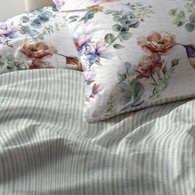 Krepové perkálové prodloužené povlečení Kolibřík - barevný 2 Velikost: 140 x 220 + 70 x 90
