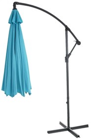 Slunečník Acerra Ø 3m polyester/ocel - tyrkysově-modrý se stojanem