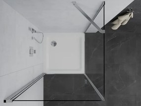 Mexen Pretoria sprchový kout s výklopnými dveřmi 70 x 70 cm, transparentní, chrom + vanička Flat - 852-070-070-01-00-4010
