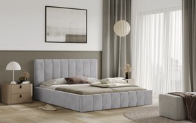 Postel RIMINI 160x200 světlešedá s úložným prostorem