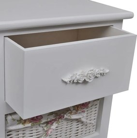 vidaXL Skříňka s 1 zásuvkou a 3 košíky dřevo pavlovnie [241543] Barva: Bílá