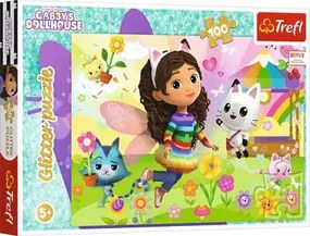 Trefl - Puzzle - Třpytivé: Gábinin kouzelný domek / 100 dílků / 48 x 3